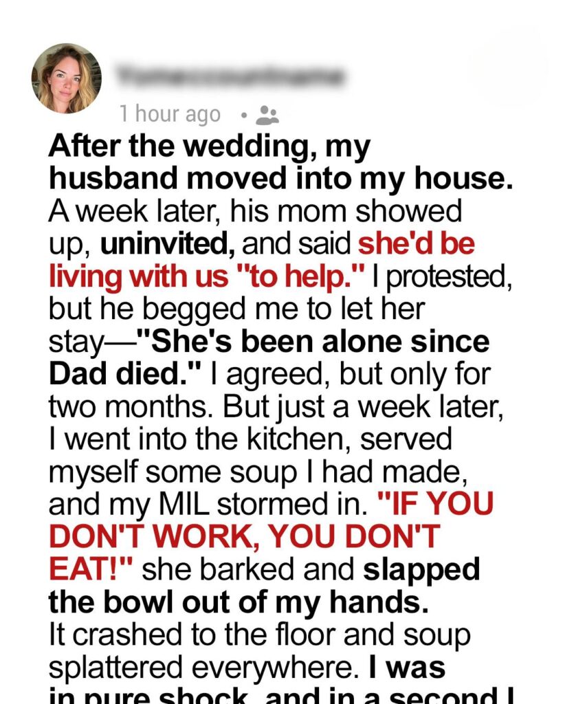 My MIL Moved In and Said, “No Work, No Food!” — My Husband’s Response ...