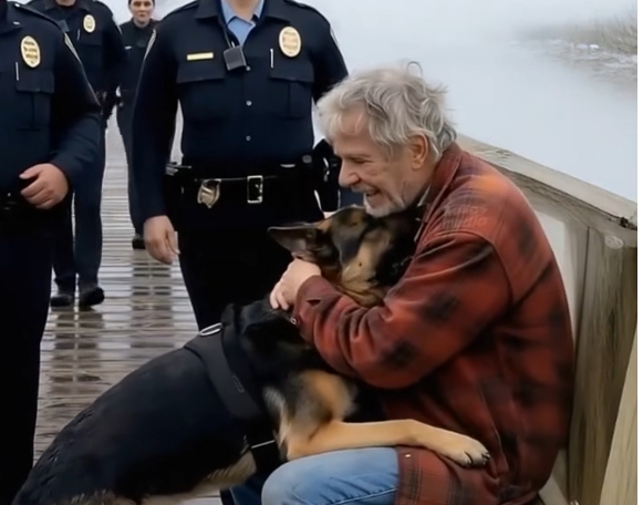 An Elderly Man Sat Alone on a Foggy Pier—Then a Police Dog Ran Straight ...